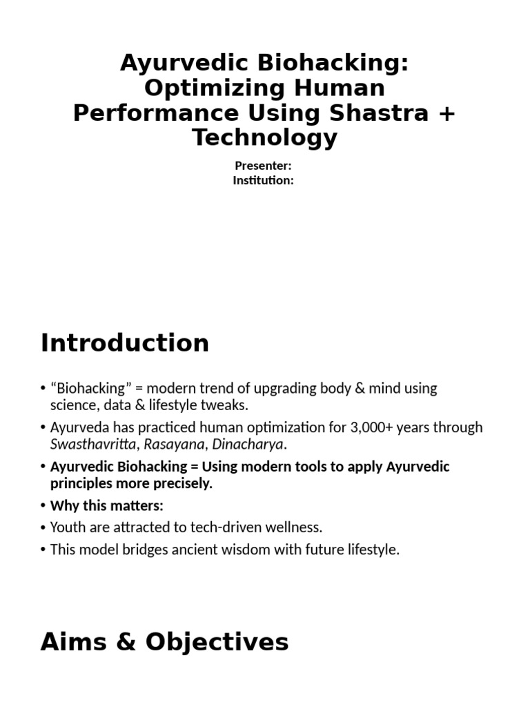 Ayurvedic Biohacking for Performance Optimization | PDF | Ayurveda | Sleep