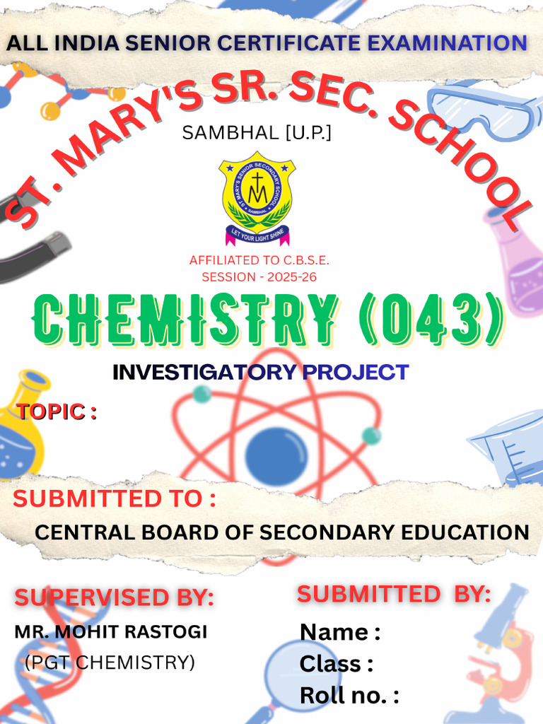 Science Lesson Project Assignment Cover in Colorful Fun Style ...