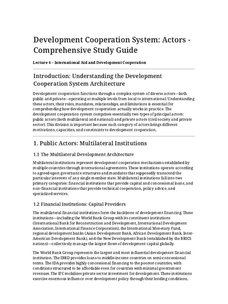 International Aid and Development Actors | PDF | Non Governmental ...