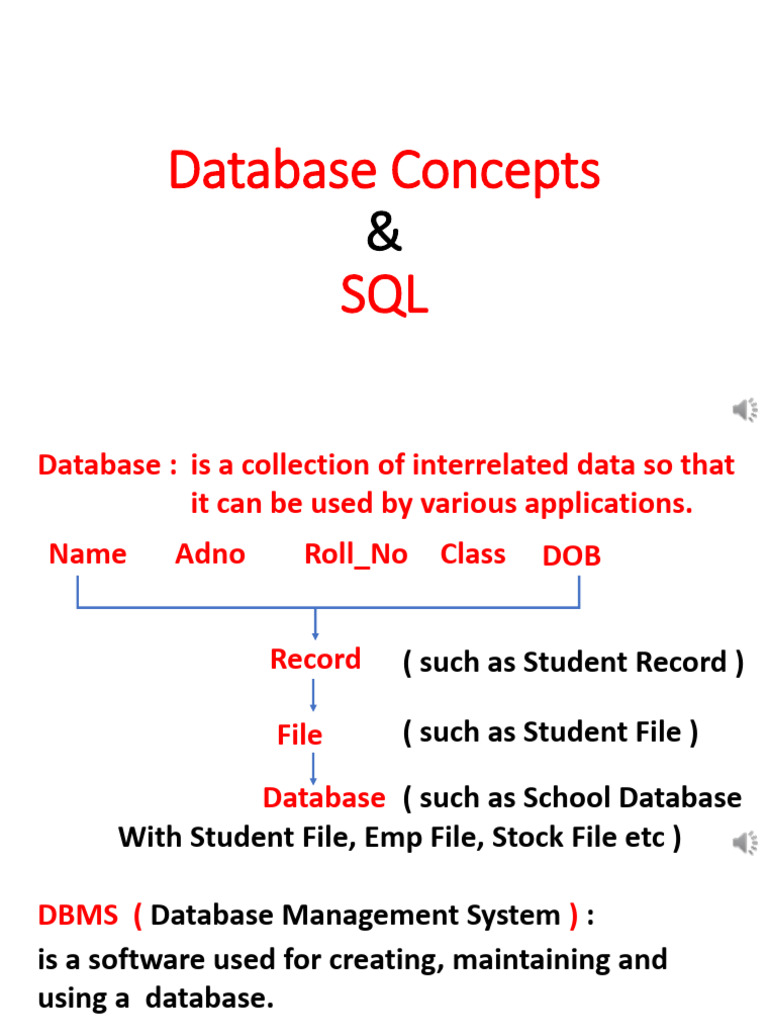 Notes Ch. Database Concepts and SQL With Table Join | PDF | Relational ...