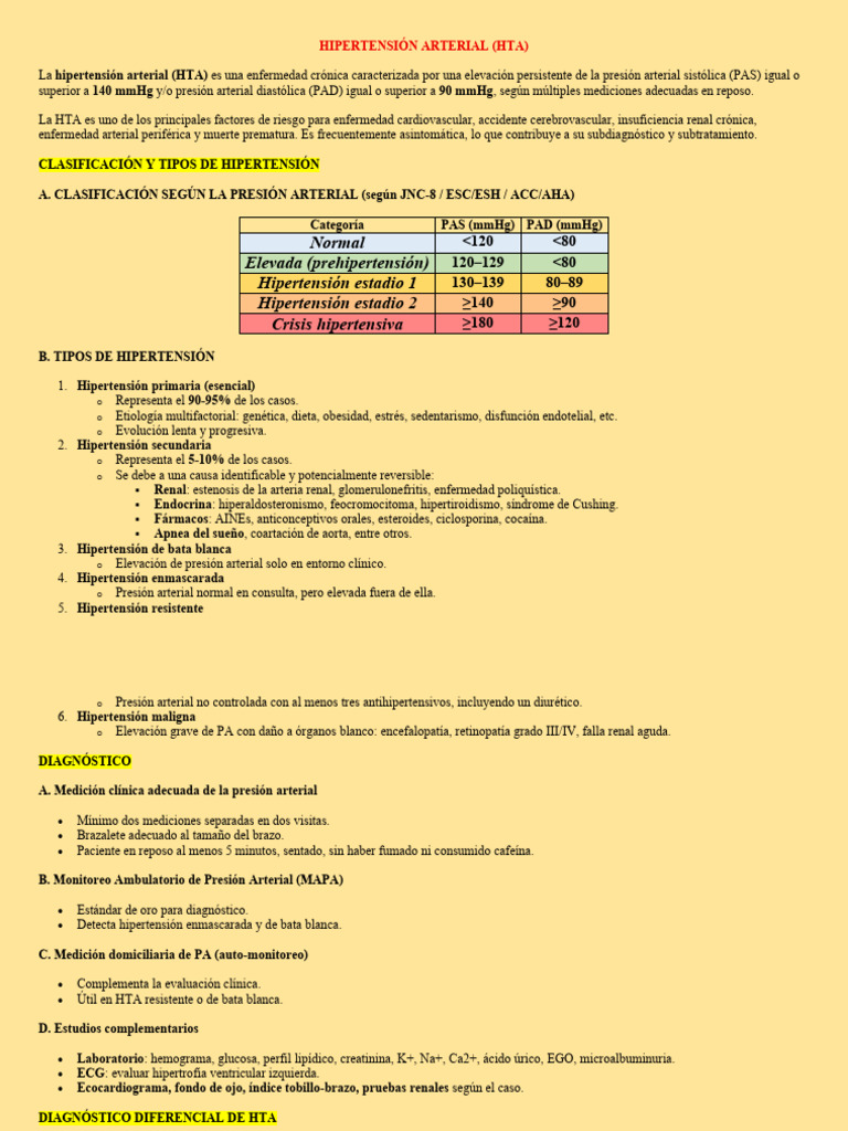 HTA-Resumen | PDF | Hipertensión | Sangre