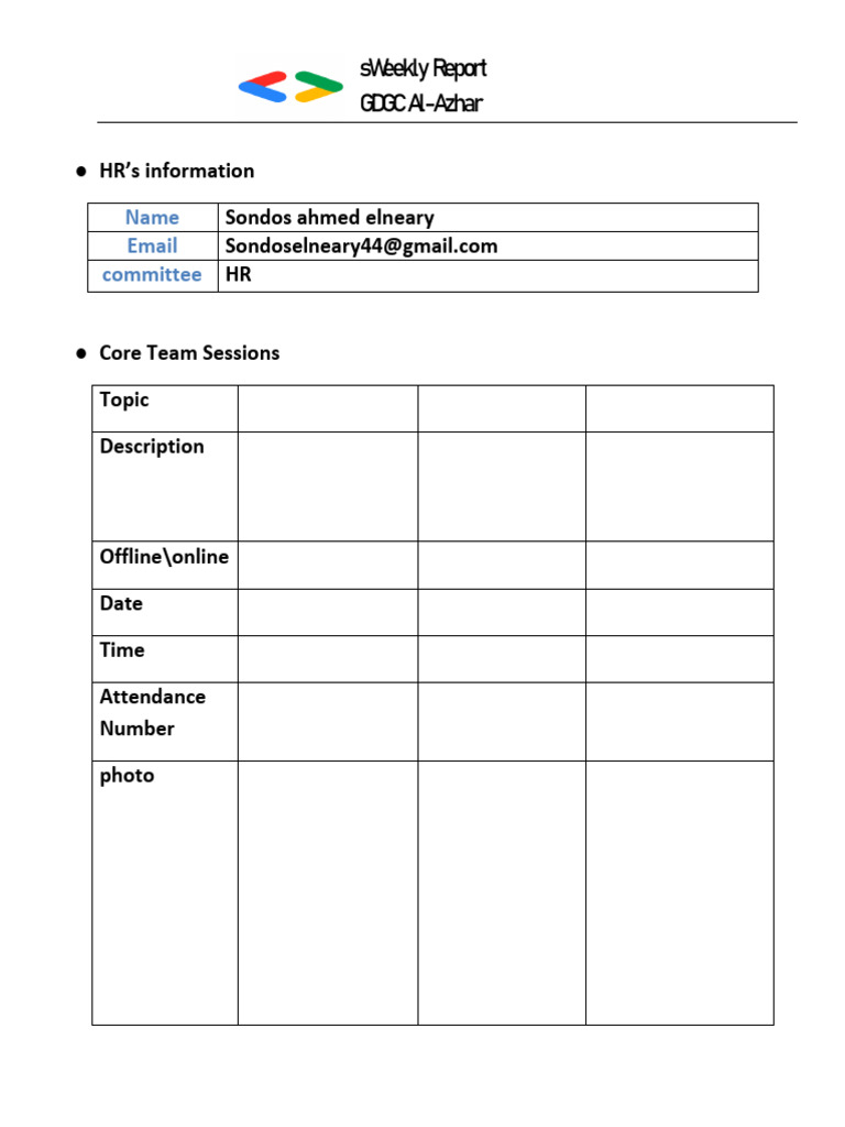 Weekly Report ''HR 1'' | PDF