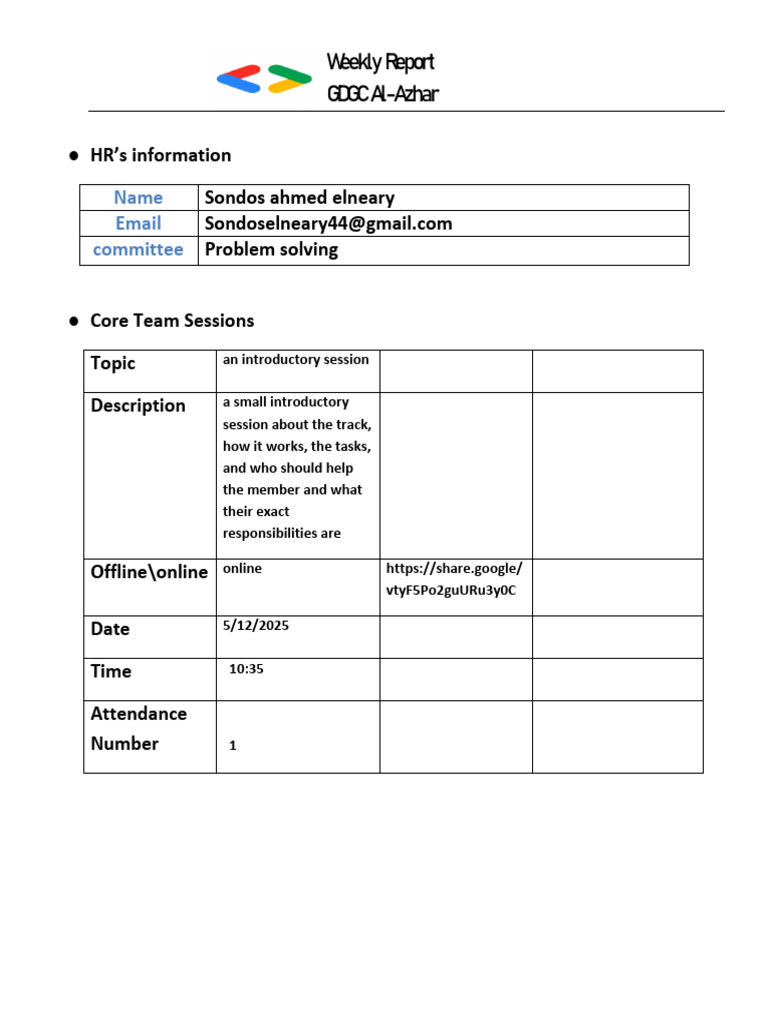 Weekly Report ''Problem Solving 1''' | PDF