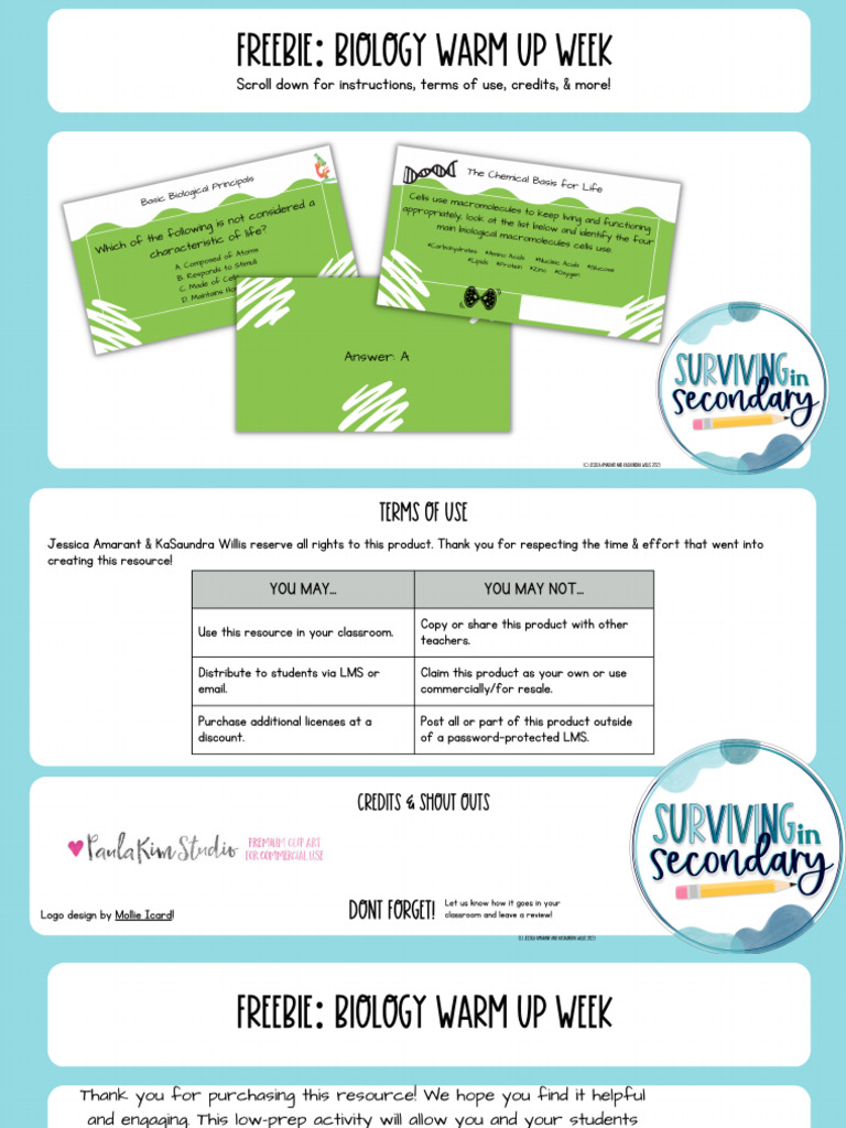 FreebieBiologyWarmupsBellRingersforStateTestingPrep 1 | PDF