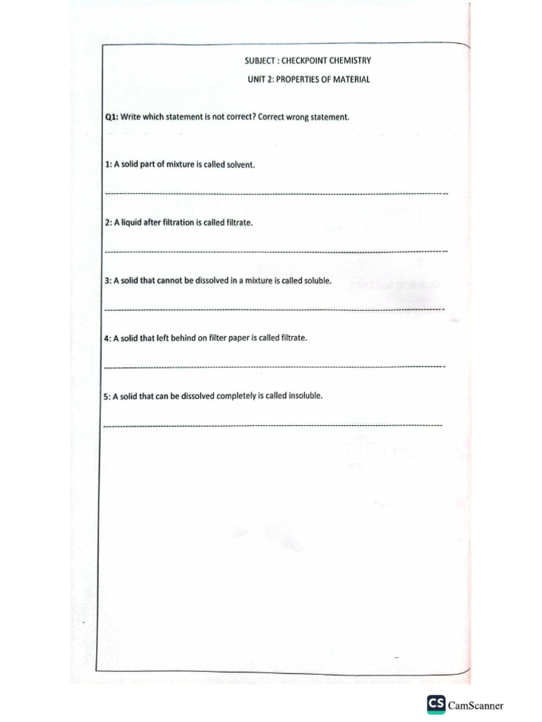 Chemistry Test (5) | PDF