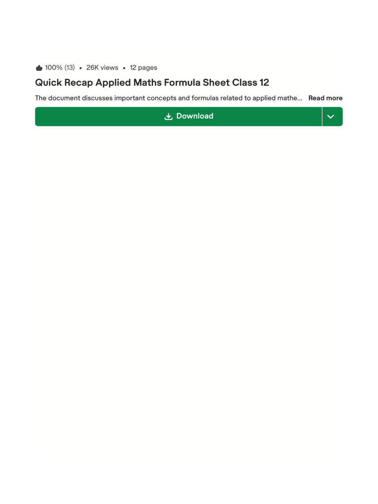 Applied Maths Formula Sheet - PDF | PDF | Scribd