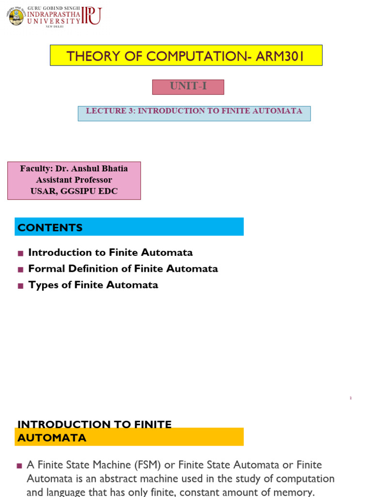 Introduction to Finite Automata | PDF | Theoretical Computer Science ...