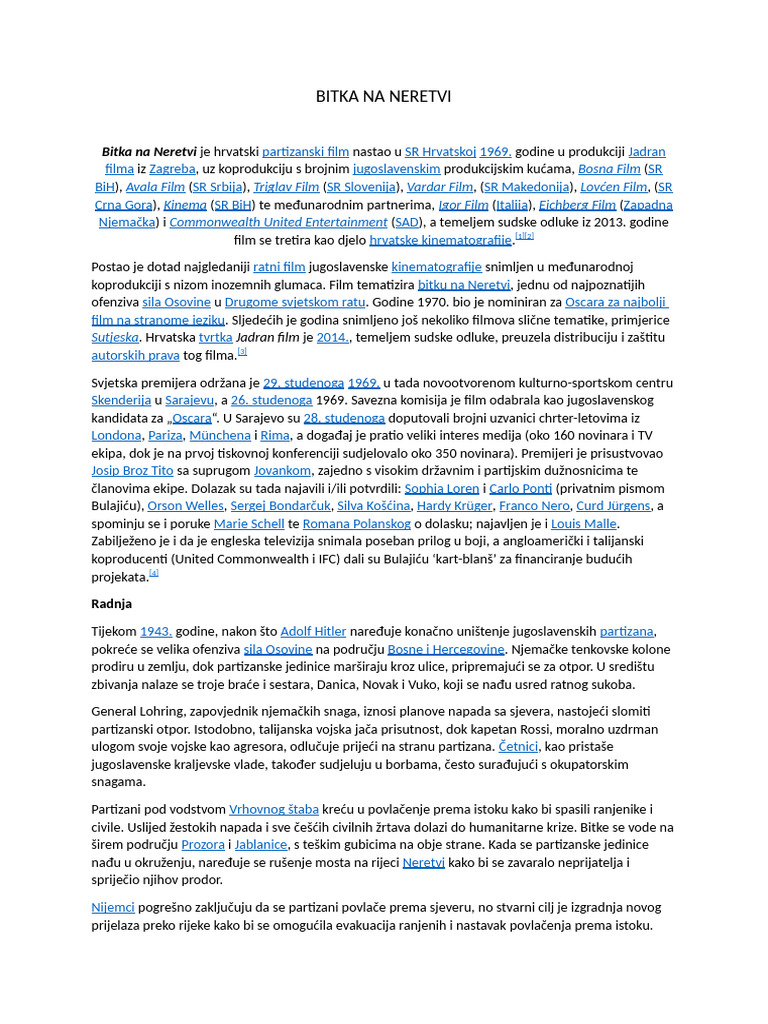 Bitka Na Neretvi | PDF