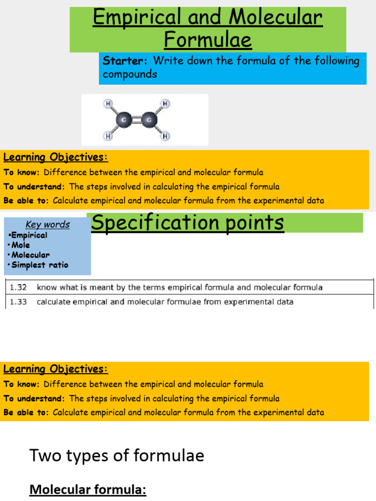 empirical and molecular formula FQA | PDF | Molecules | Mole (Unit)