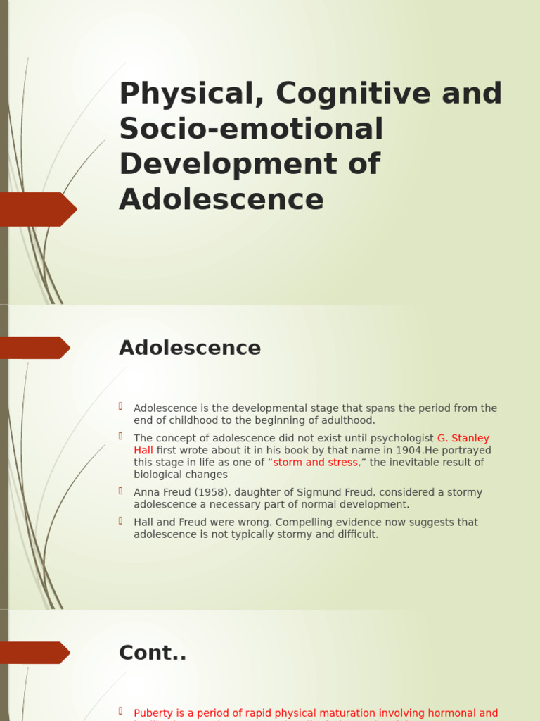Lecture 14 - Physical, Cognitive N Socioemotional Development of ...