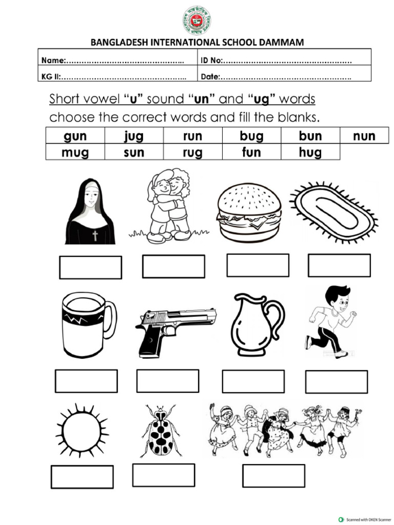 u Sound Un - Ug - Um - Ut- Up Words | PDF
