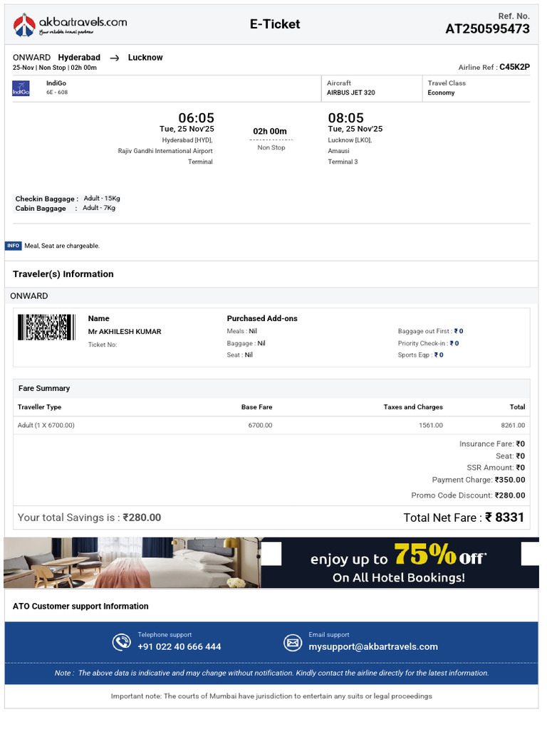 ticket_250595473 | PDF | Civil Aviation | Transport