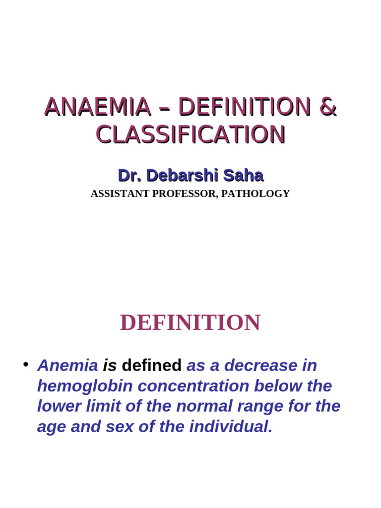 Anemia: Definition and Classification Guide | PDF | Anemia | Red Blood Cell
