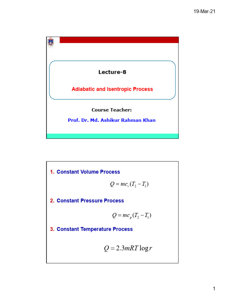 Adiabatic and Isentropic Processes Explained | PDF | Heat | Entropy