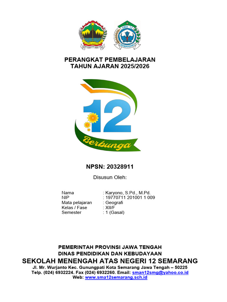 MODUL AJAR KUMER DEEP LEARNING SMA 12 SEMESTER 1 GEO (2) | PDF