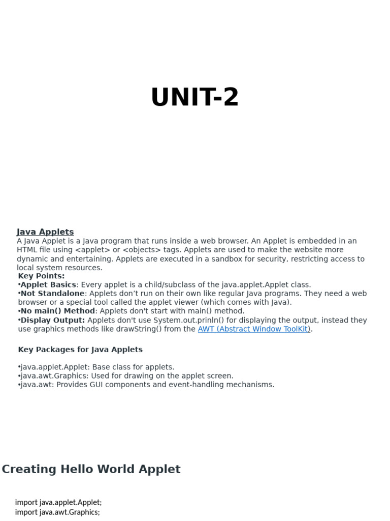 Unit 2 Applets | PDF | Java Virtual Machine | Window (Computing)