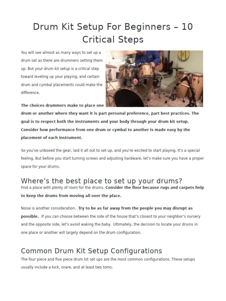 Beginner's Guide to Drum Kit Setup | PDF | Drum Kit | Drumming