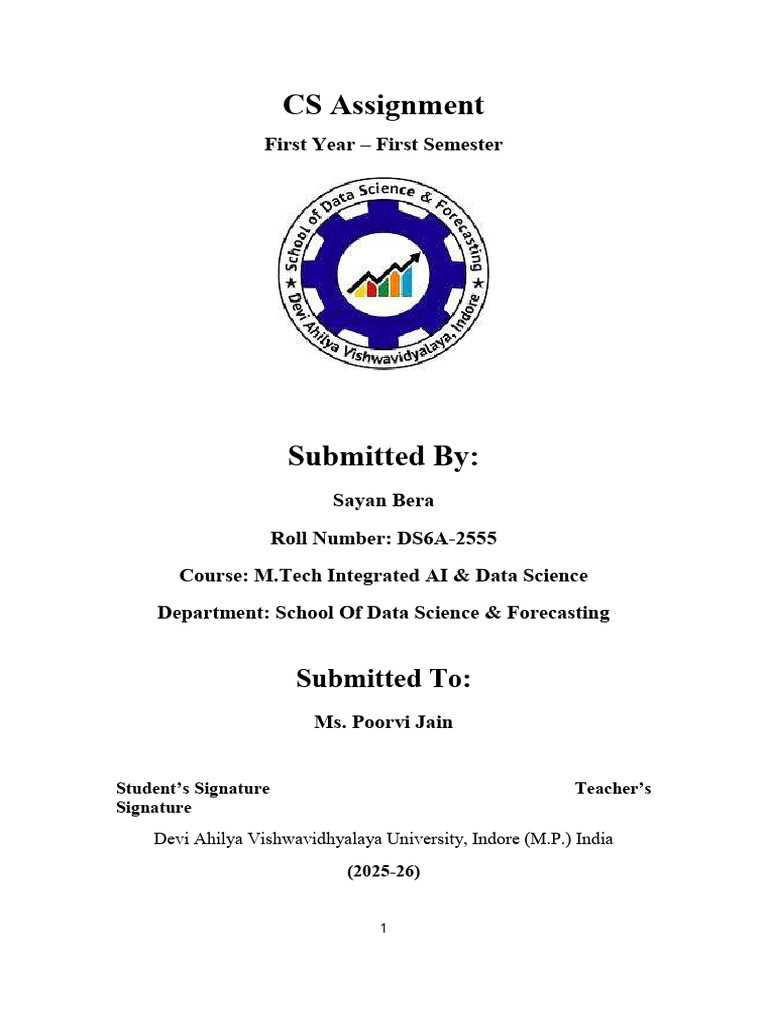 CS Assignment: Submitted To | PDF