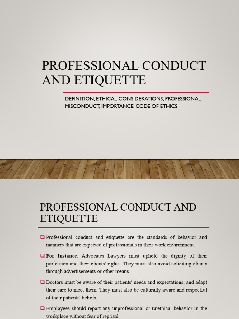 Professional Conduct and Etiquette (BUTEX)[1] | PDF | Etiquette | Professional Ethics