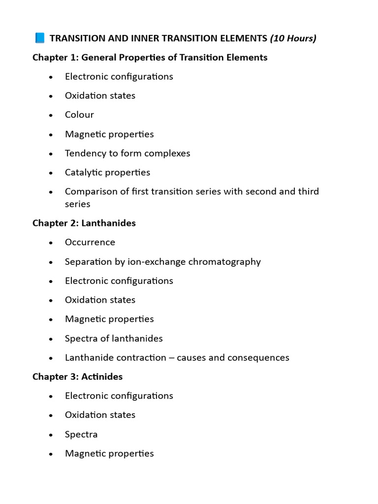 ? Transition and Inner Transition Elements | PDF | Gases | Glucose
