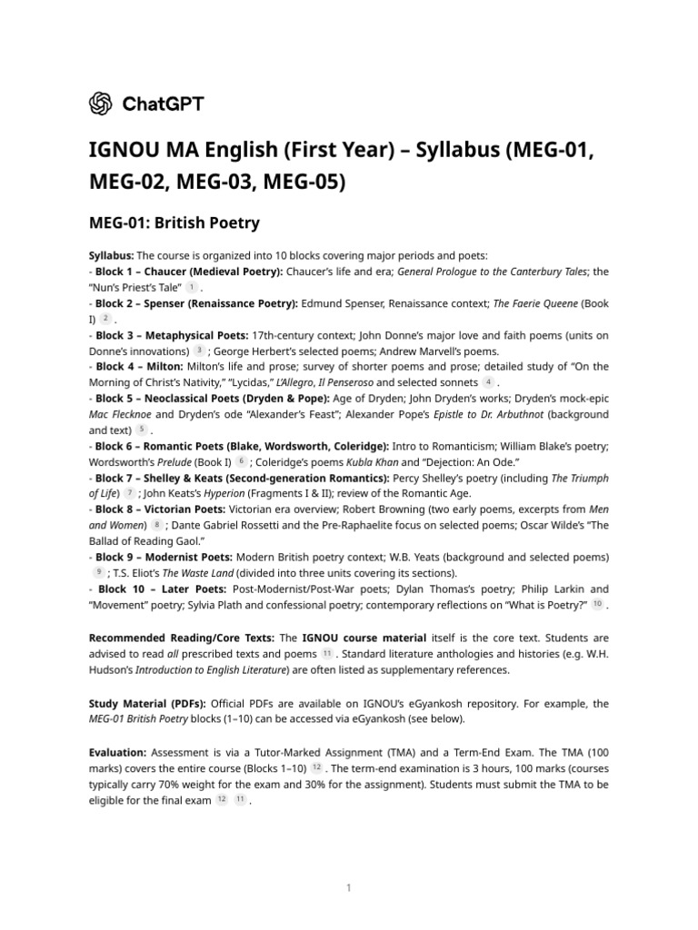 IGNOU MA English First Year Syllabus | PDF | Deconstruction | Wuthering ...