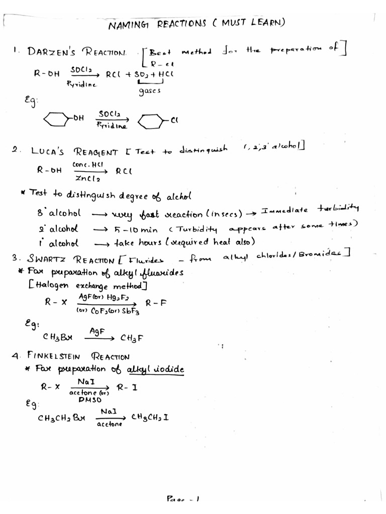 Naming Reactions (Must Learn) To Print PDF | PDF