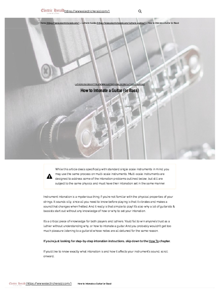 How to Intonate Your Guitar or Bass | PDF | Guitars | Bass Guitar