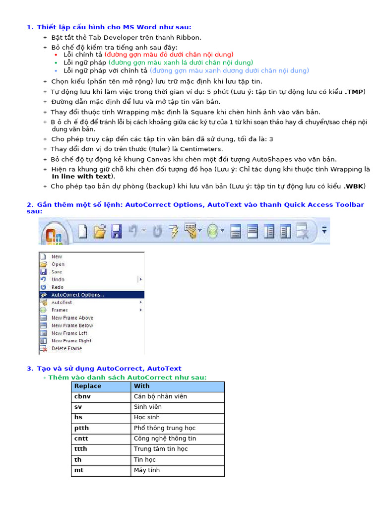 02 Options AutoCorrect AutoText Keyboard Shortcuts Equation Footnote ...