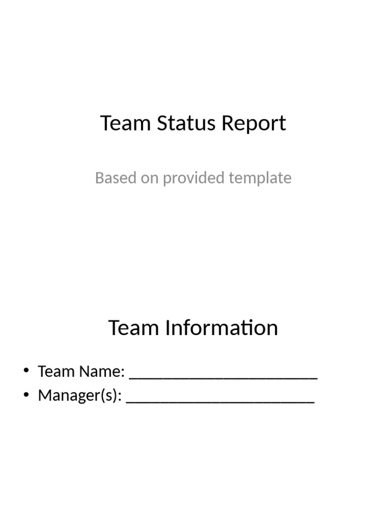 Team Status Report Template PPT | PDF