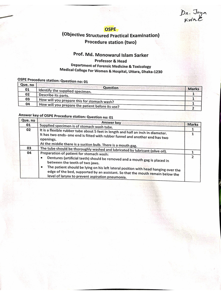 Ospe Forensic Proff November 2025 | PDF