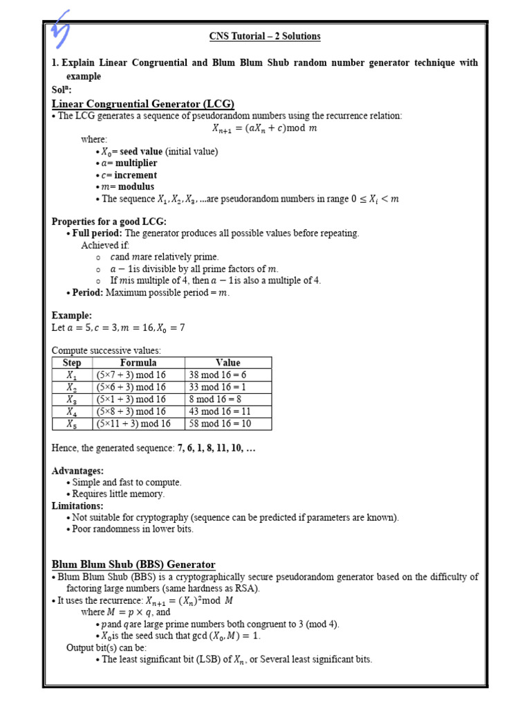 CNS Tutorial 2 Solutions | PDF | Applied Mathematics | Discrete Mathematics