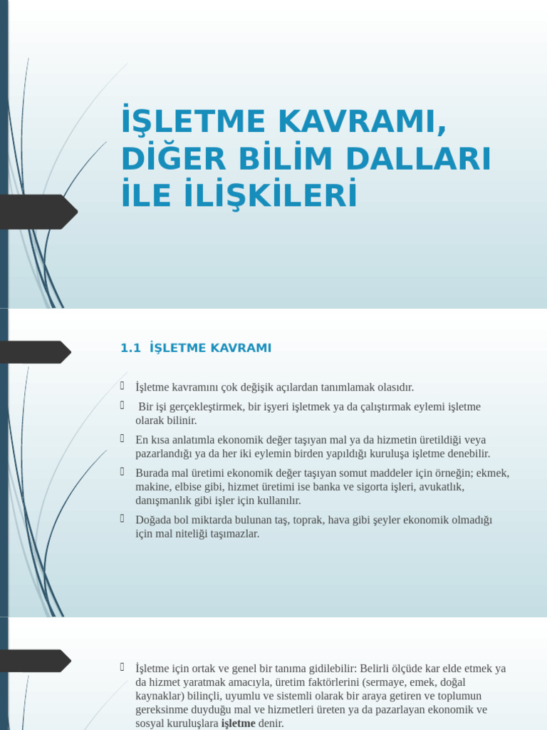Genel İşletme 1. Hafta Ve 2. Hafta 2025 | PDF