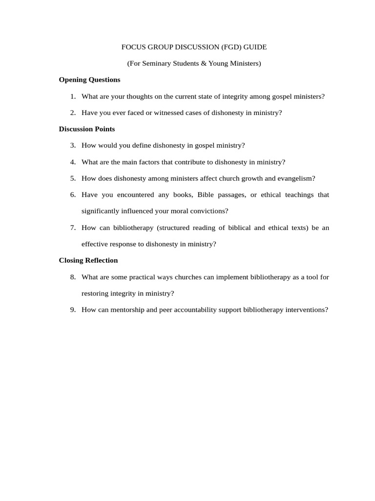 Focus Group Discussion | PDF