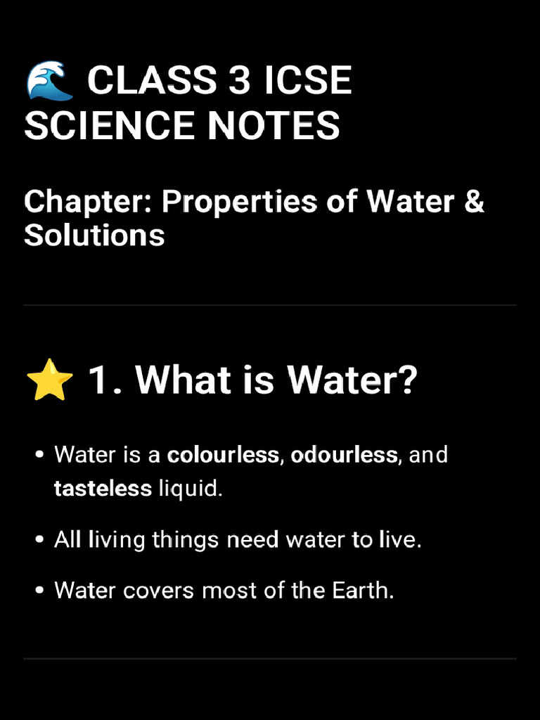 Class 3 ICSE Some Properties of Water (Science) - PDF | PDF