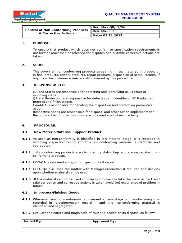 LS 04 Control of NC Product & CA | PDF | Quality | Systems Thinking