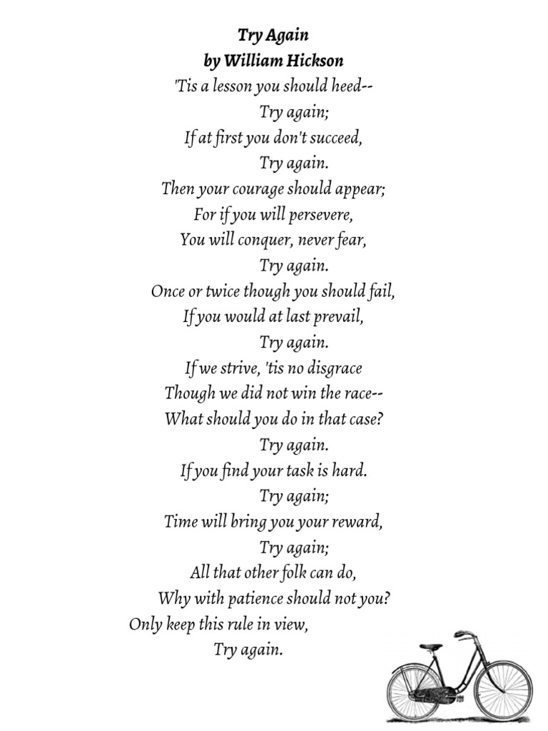 Try Try Again Poem | PDF