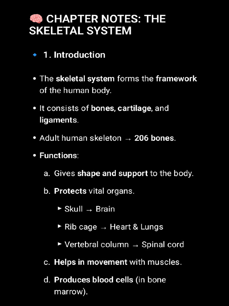 Class 9 ICSE Biology (Skeleton System)_pdf | PDF