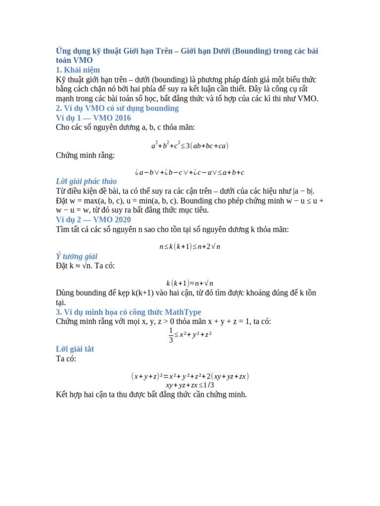 Bounding Technique VMO MathType | PDF