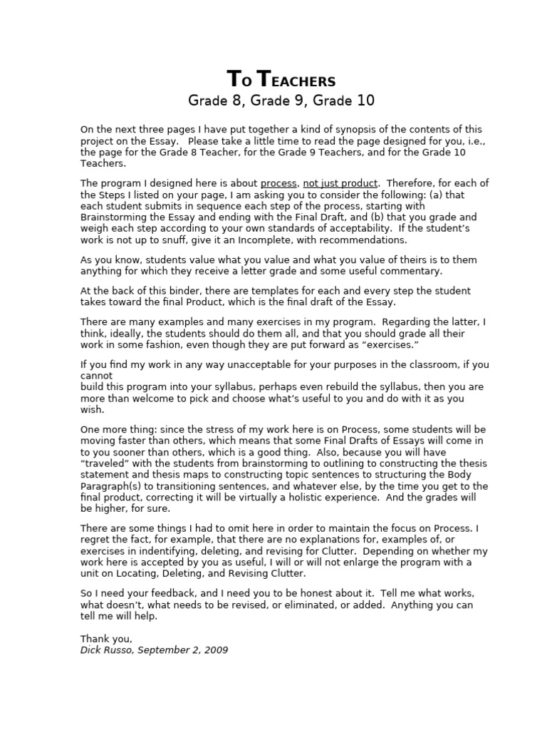 Essay Writing Guide for Grades 8-10 | PDF | Essays