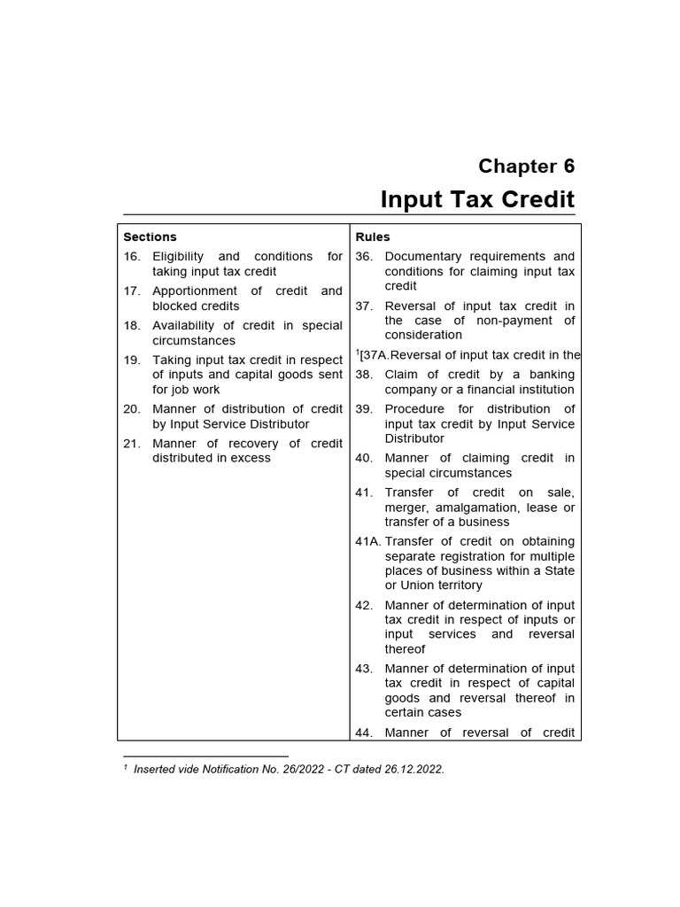 6. Input Tax Credit | PDF | Taxes | Invoice