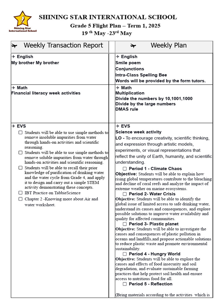 Grade 5 Flight Plan 3 | PDF | Water