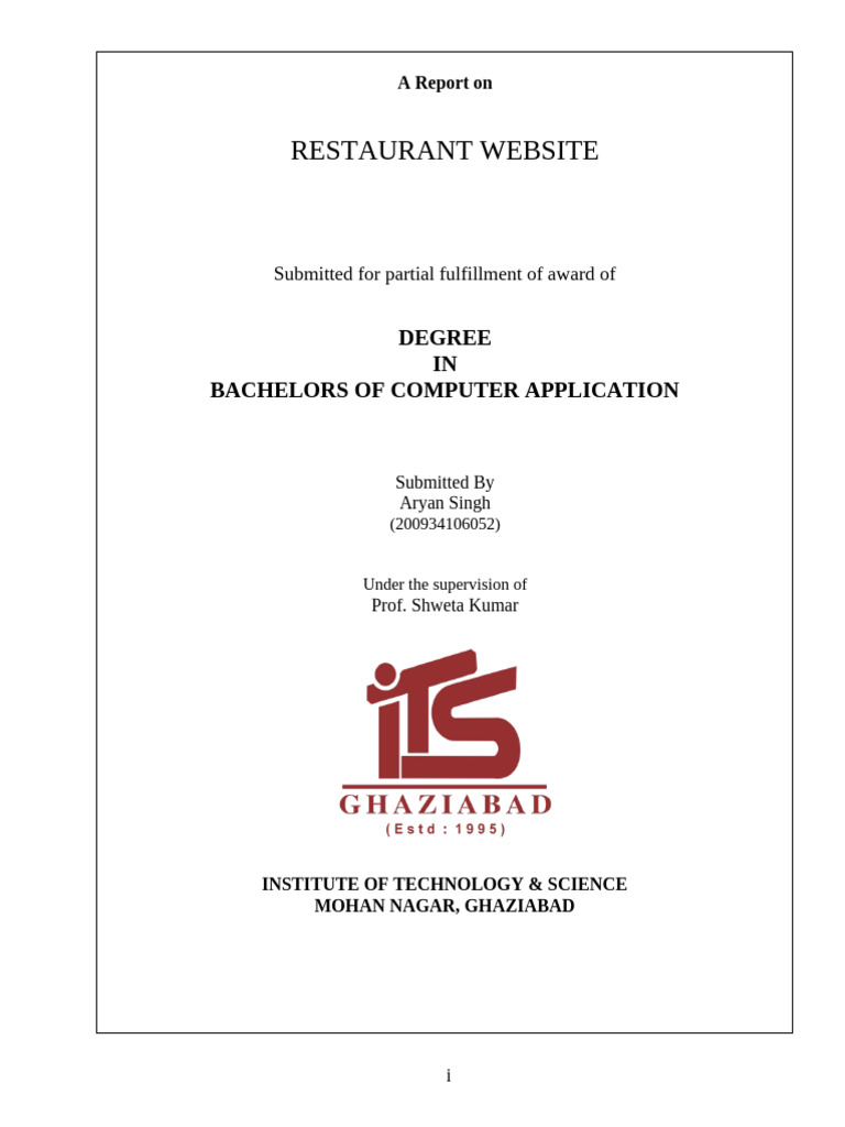 Restaurant Website Report, Amrit Raj BCAD 5th (2) | PDF | Html | Html ...
