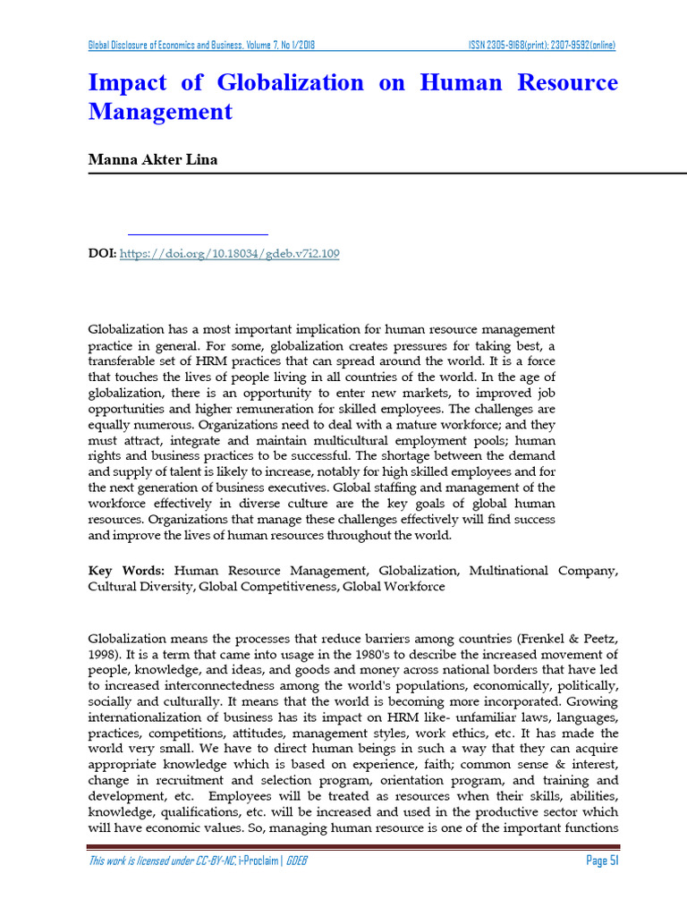 Impact of Globalization on Human Resource Manageme | PDF | Human ...