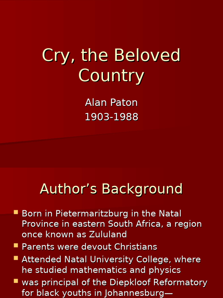 Cry The Beloved Country | PDF | Apartheid | Black People