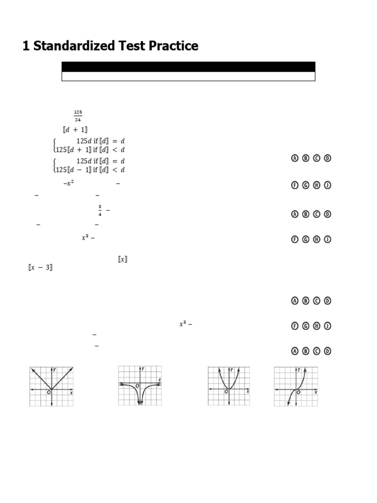 1 Standardized Test Practice: (Chapter 1) | PDF | Standardized Tests ...