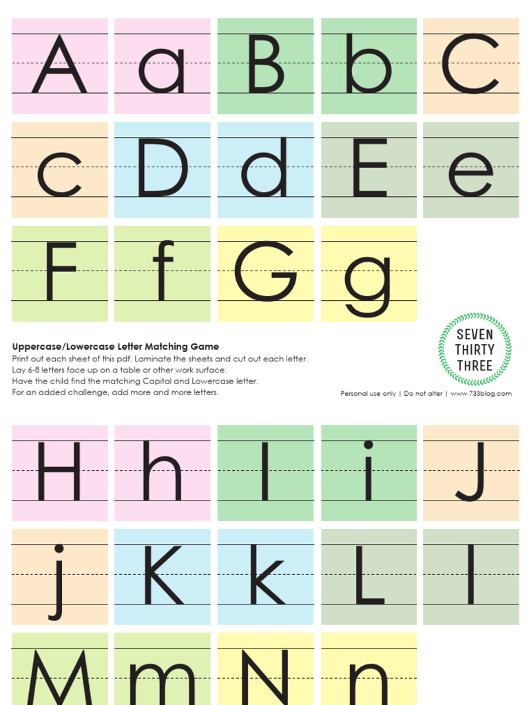 Uppercase Lowercase Letter Matching Game | PDF
