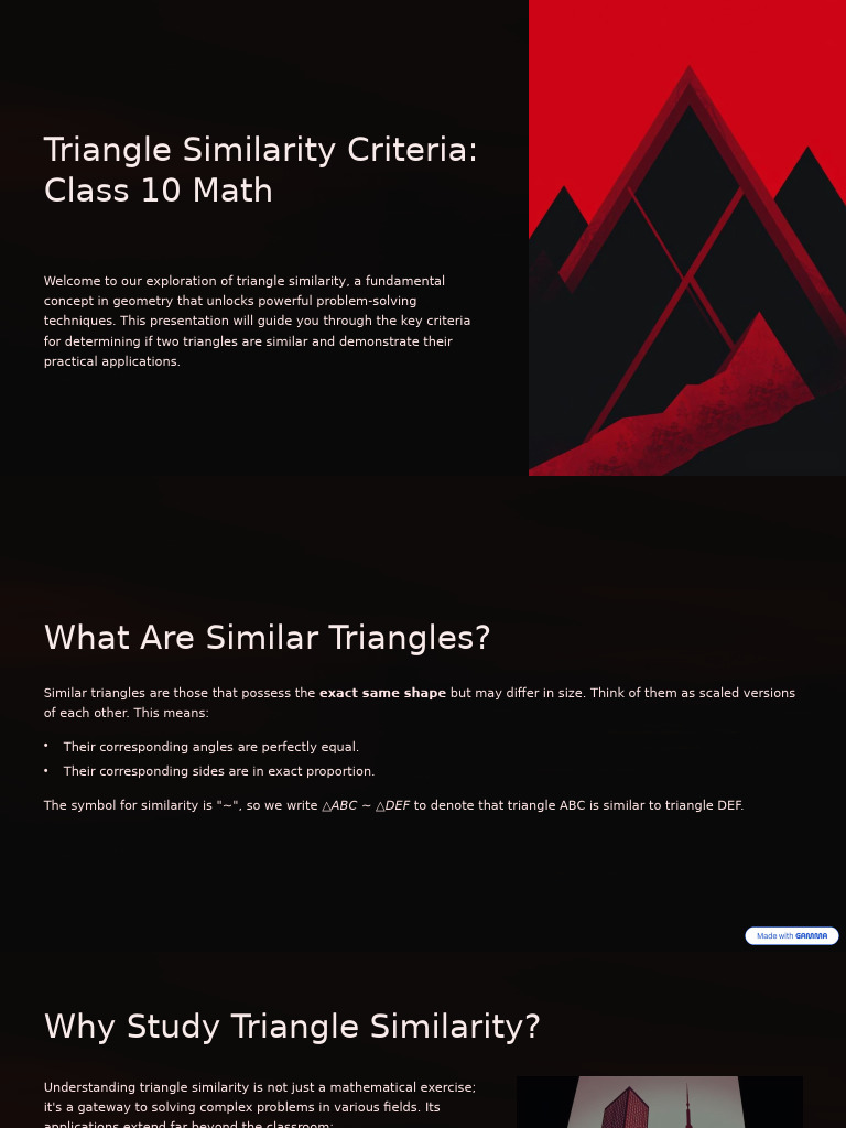 Triangle Similarity Criteria Class 10 Math | PDF | Geometry | Triangle