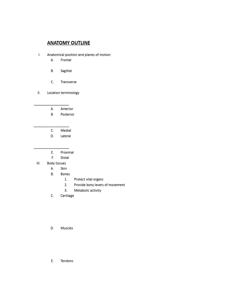 Anatomy Outline: Key Concepts & Terms | PDF
