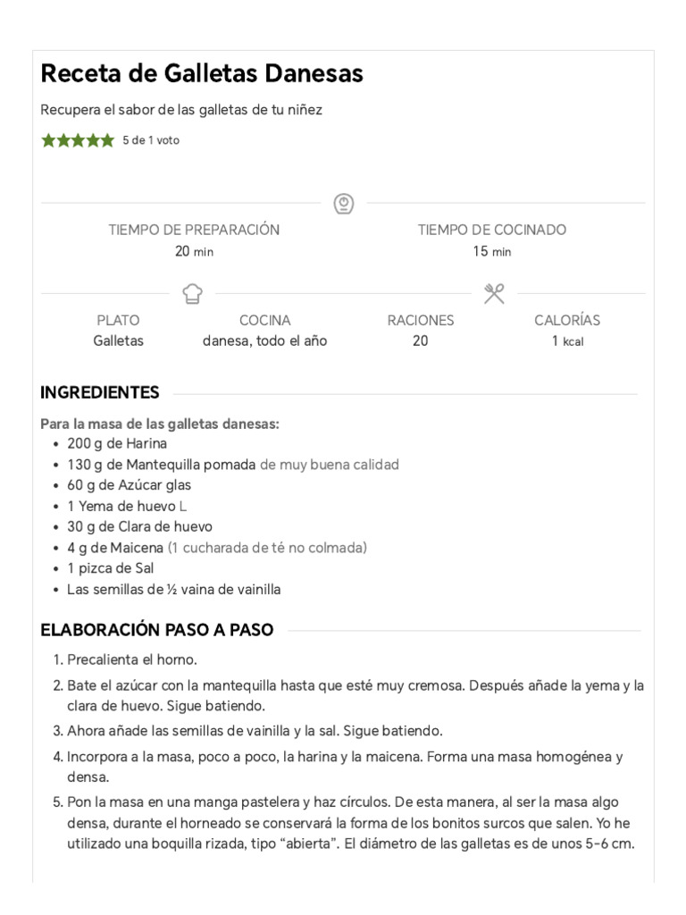Receta de Galletas Danesas - El Baúl Dulce | PDF