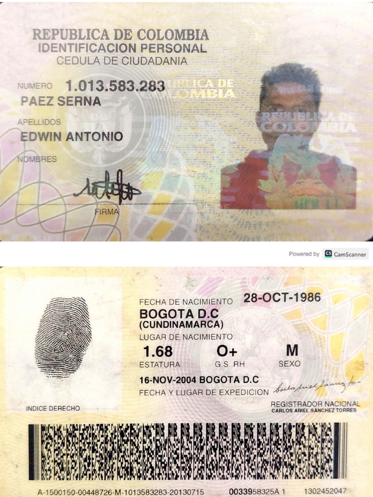 Cédula Edwin Páez (1) | PDF